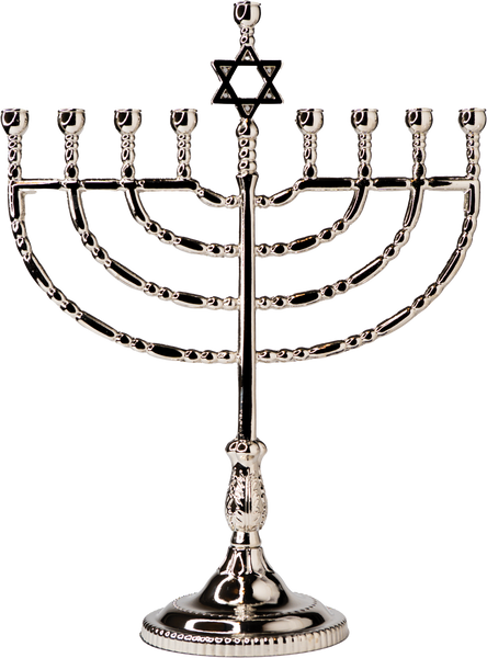 Large Traditional Silver tone Hanukkah Menorah - Messianic Marketplace